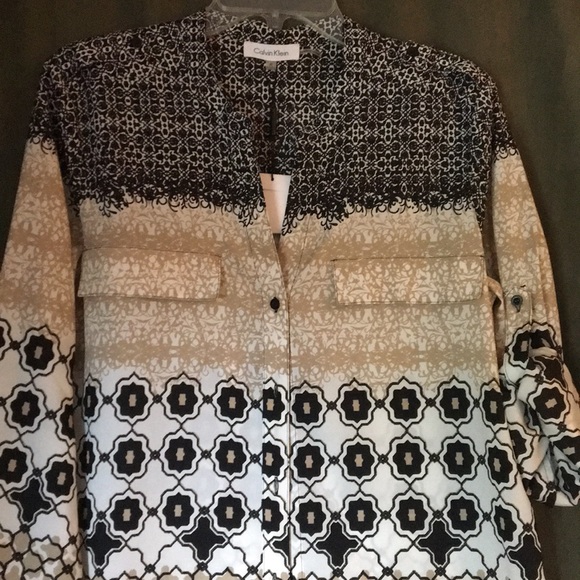 Calvin Klein | Tops | Calvin Klein Pattern Long Sleeves Shirt Size M ...
